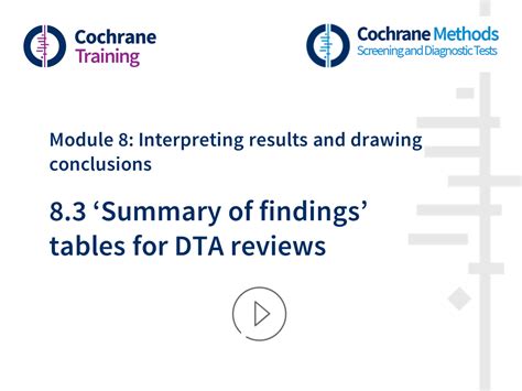 diagnostic test accuracy dta reviews cochrane training