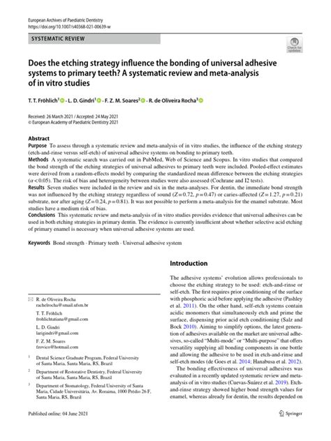 Does The Etching Strategy Influence The Bonding Of Universal Adhesive Systems To Primary Teeth