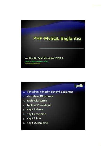 Php Ve Mysql Bağlantısı Temel İşlemler Pdf