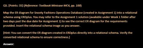 Solved Q5 Points 35 Reference Textbook Minicase Mc4 Pp 100