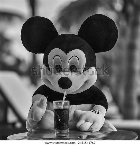 Black White Photo Micky Mouse Drinking Ai Generated Image 2451541769 Shutterstock