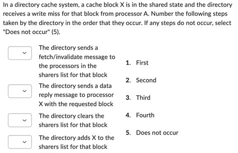 Solved In A Directory Cache System A Cache Block X Is In Chegg Com