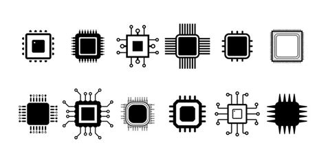 Premium Vector Chip Icons Set Or Cpu Microprocessor Chip Icon And