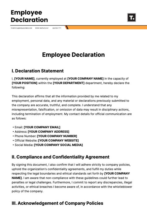 Free Declaration For Project Template To Edit Online