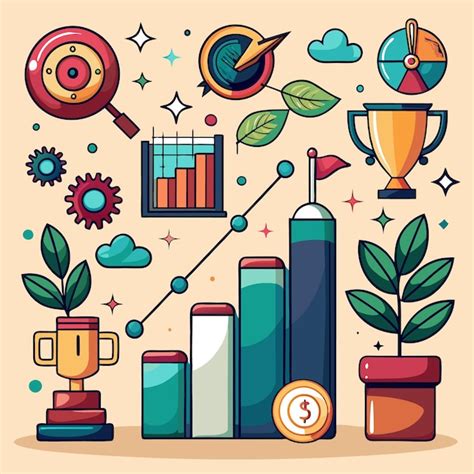 Colorful Graphic Depicting Growth Success And Productivity Elements Premium Ai Generated Vector
