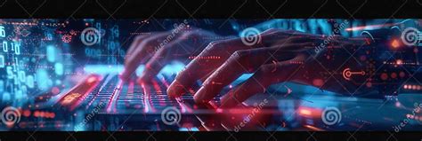 Hands Rapidly Type On A Keyboard Surrounded By An Array Of Glowing Digital Symbols And Codes
