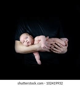 Naked Baby Sleeping On Hand Father Stock Photo Shutterstock
