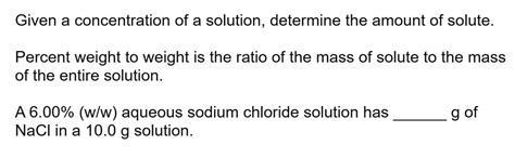 Solved Given A Concentration Of A Solution Determine The Amount Of