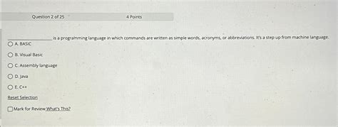 Solved Question 2 ﻿of 254 ﻿pointsis A Programming Language