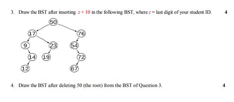 solved 3 draw the bst after inserting z 10 in the
