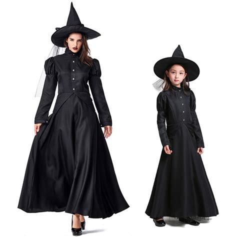 Wicked Witch Mother Daughter Costume Black Sorceress Cosplay Outfit