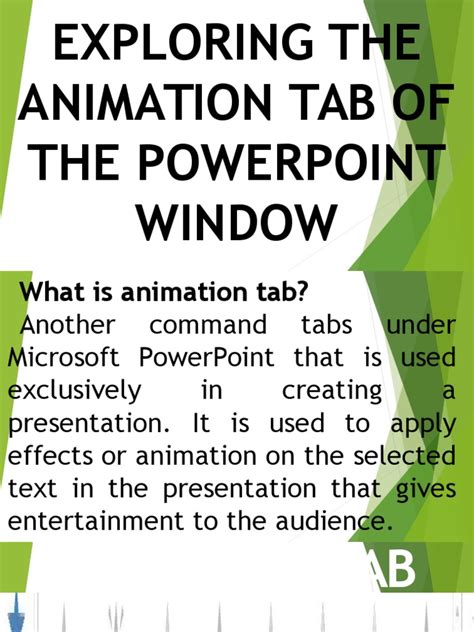 Exploring The Animation Tab Of The Powerpoint Window Pdf Computers