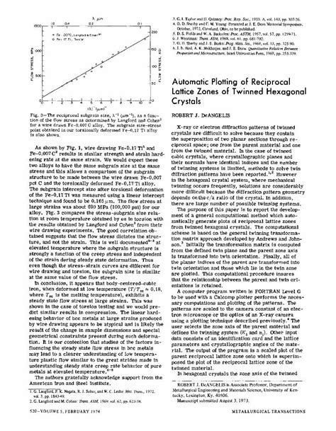 Pdf Automatic Plotting Of Reciprocal Lattice Zones Of Twinned Hexagonal Crystals Dokumen Tips