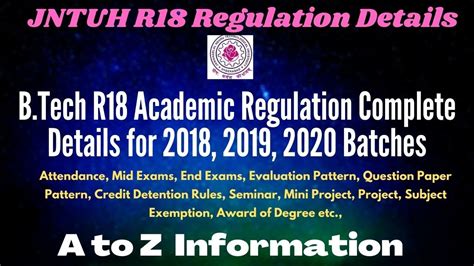 JNTUH B.Tech R18 Academic Rules & Regulations complete details || JNTUH ...