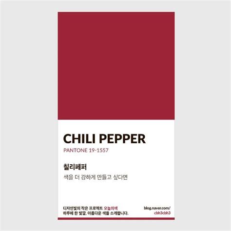 Color Of Today Chili Pepper 디자인빛의 작은 프로젝트 오늘의색은 하루에 한 빛깔 아름다운 색과 재미있는 색이름을 소개합니다 오늘 소개해드릴 색은