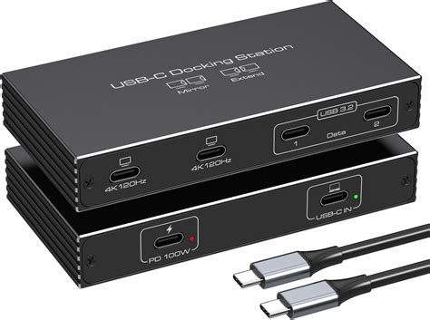 Amazon Com TJCXELE USB C Splitter Dual Monitor K Hz Thunderbolt Docking Station In Dual