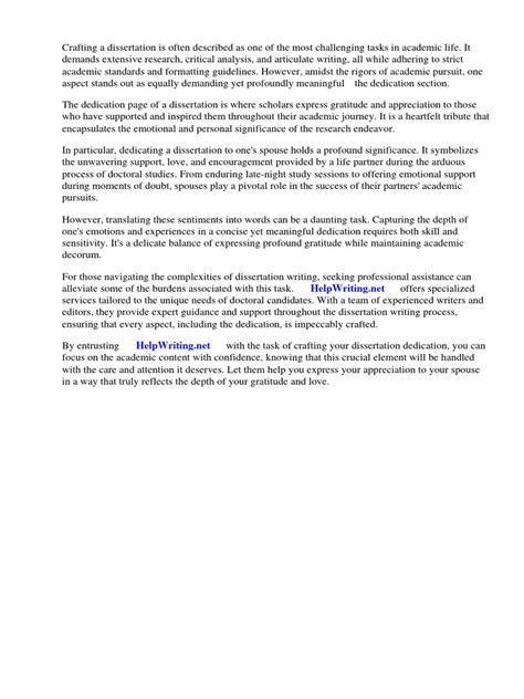 Dissertation Dedication To My Wife Pdf Thesis Essays