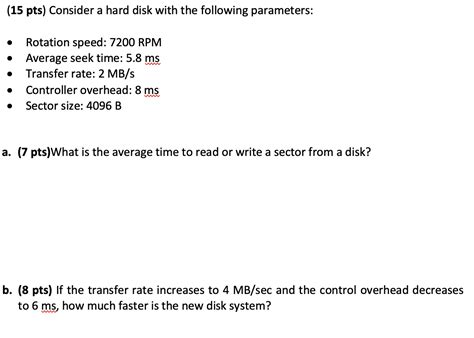 solved 15 pts consider a hard disk with the following