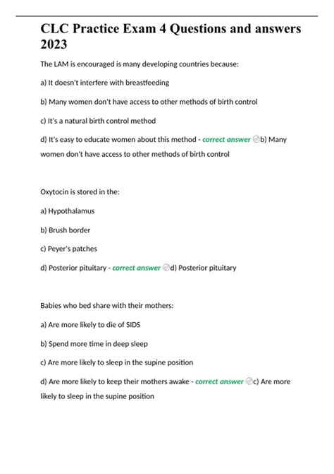 CLC Practice Exam Questions And Answers CLC Practice Stuvia US