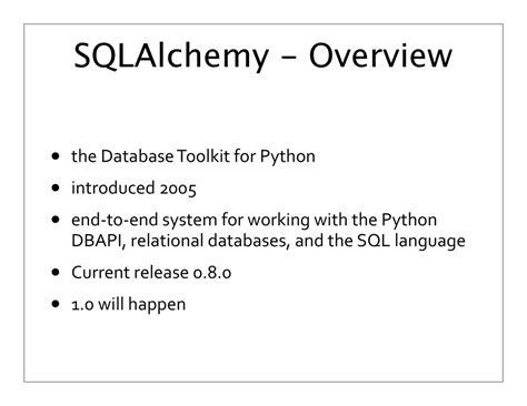 Introduction To Sqlalchemy Pycon 2013 Speaker Deck