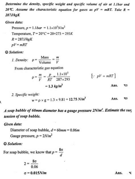 important answers and solved problems fluid properties and flow