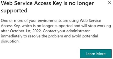 Web Service Access Key Is No Longer Supported Sparkrock