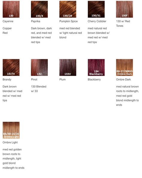 Color Chart Jon Renau Riona Beauty Store