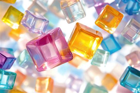 A Cluster Of Vibrant Glass Cubes Suspended In Mid Air Perfect For Illustrating Ideas