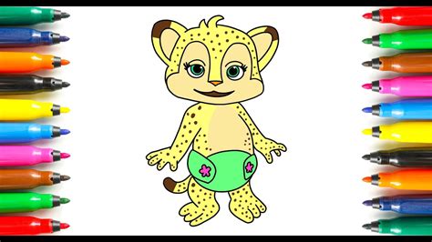 Drawing And Coloring Franny The Cheetah From Netflixs Word Party Youtube
