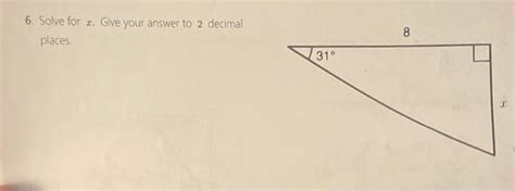 Solved Solve For X Give Your Answer To Decimal Places Chegg Com