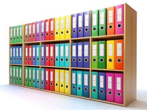 Brighten Your Office With Colorful Professional File Binders On Stylish Shelves Enhance