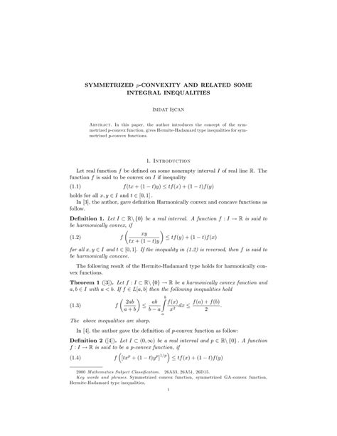 Pdf Symmetrized P Convexity And Related Some Integral Inequalities