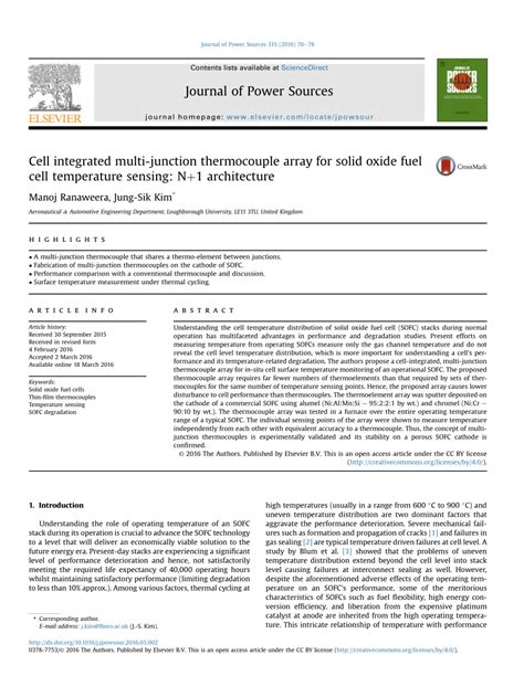 Pdf Cell Integrated Multi Juction Thermocouple Array For Solid Oxide Fuel Cell Temperature