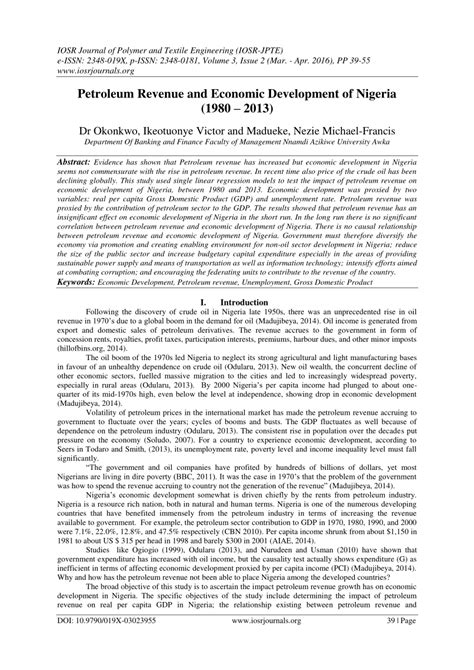 (PDF) petroleum revenue and economic growth in Nigeria