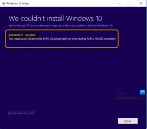Windows Upgrade Install Error X X C
