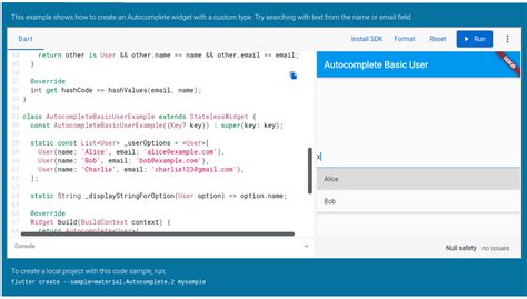 Autocomplete Example On Flutter API Webpage Is Not Working As Expected Issue Flutter