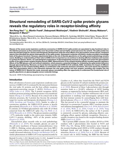 Pdf Structural Remodeling Of Sars Cov 2 Spike Protein Glycans Reveals The Regulatory Roles In
