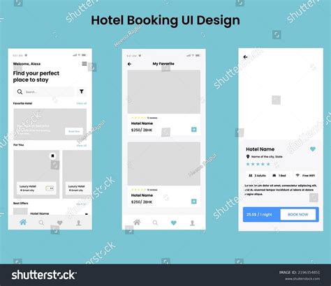 Hotel Booking Mobile App Ui Kit Stock Vector Royalty Free 2196354851 Shutterstock