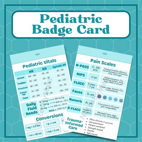 Pediatric Reference Card Nurse Etsy