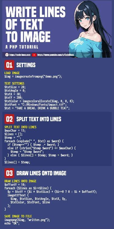 Write Multiple Lines Of Text On Image With Php Gd Basic Computer