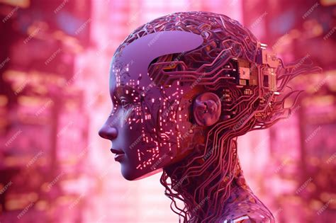 Premium Ai Image Pink Themed Side View Robot Face Illustration About Artificial Intelligence