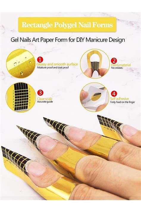 200 Pcs Nail Forms For Acrylic Nails Rectangle Acrylic Nail Forms Nail Extension Form Guide