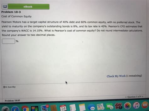 Solved Question 1 Of9 Check My Work 1 Remaining Ebook O