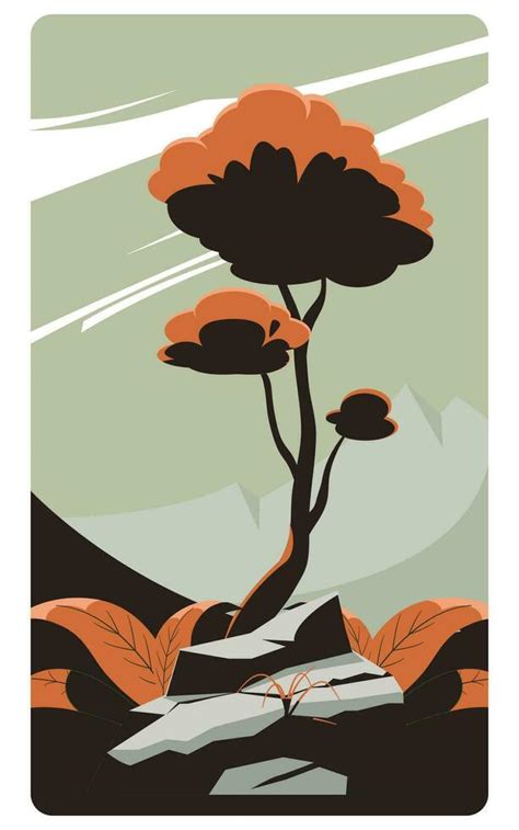 Background Tree And Rock Landscape Print Ready Vector Art At