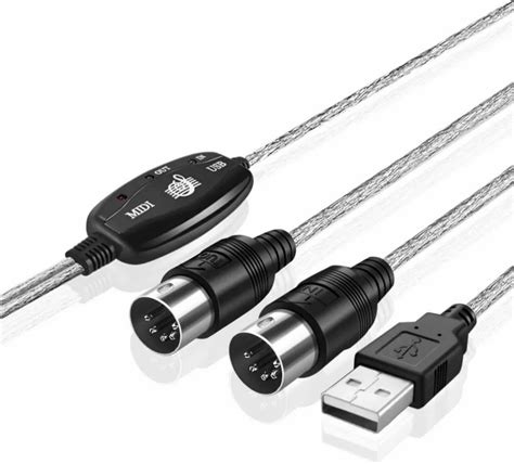 Midi To Midi Lead Usb Midi Cable Adapter For Musical Keyboard Laptop To Pc Interface