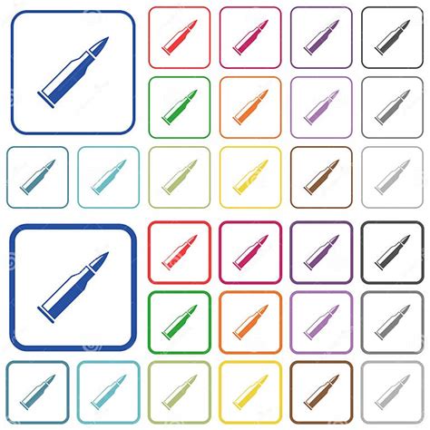 Bullet Rifle Ammo With Gloss Outlined Flat Color Icons Stock Vector Illustration Of Colors