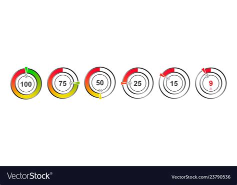 Set Of Color Indicators Percentage Charts Vector Image Set Of Color Indicators Percentage Charts Vector Image