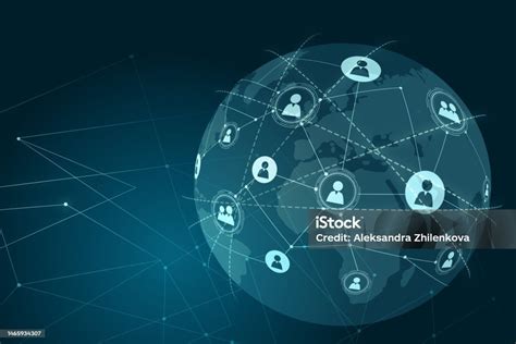 추상적인 진한 파란색 배경에 세계 지도 지구에 선으로 연결된 디지털 사용자 아이콘이 있는 글로벌 통신 및 소셜 네트워크 개념 3d 렌더링 0명에 대한 스톡 사진 및 기타