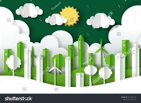 Vector Illustration Landscape Green Eco Urban Stock Vector (Royalty ...