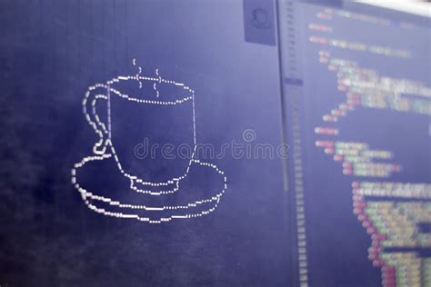 Ascii Art Of Drink Cup And Html Code Aside Stock Image Image Of